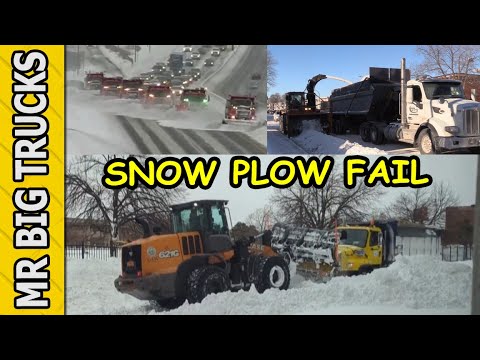 Snow Plow Fail - Getting Unstuck & Other Snow Removal Trucks In Action ...