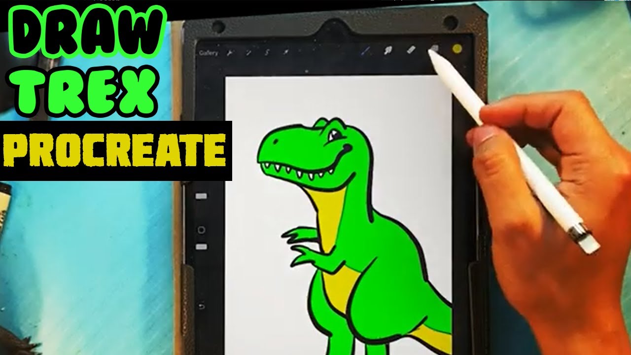 EASY How to Draw TREX DINOSAUR - IPAD PROCREATE DRAWING LESSON - YouTube