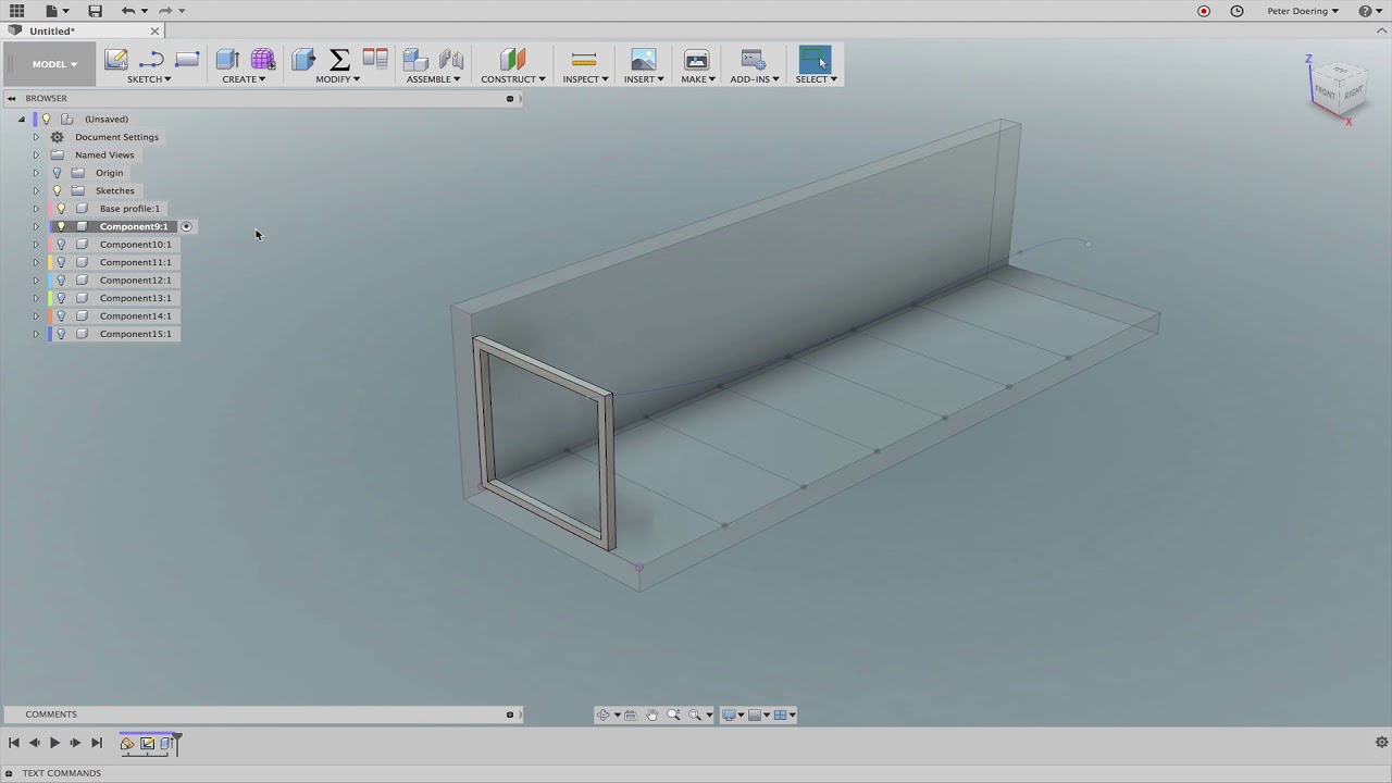Fusion 360 - Patterning and scaling frames along a spline - YouTube