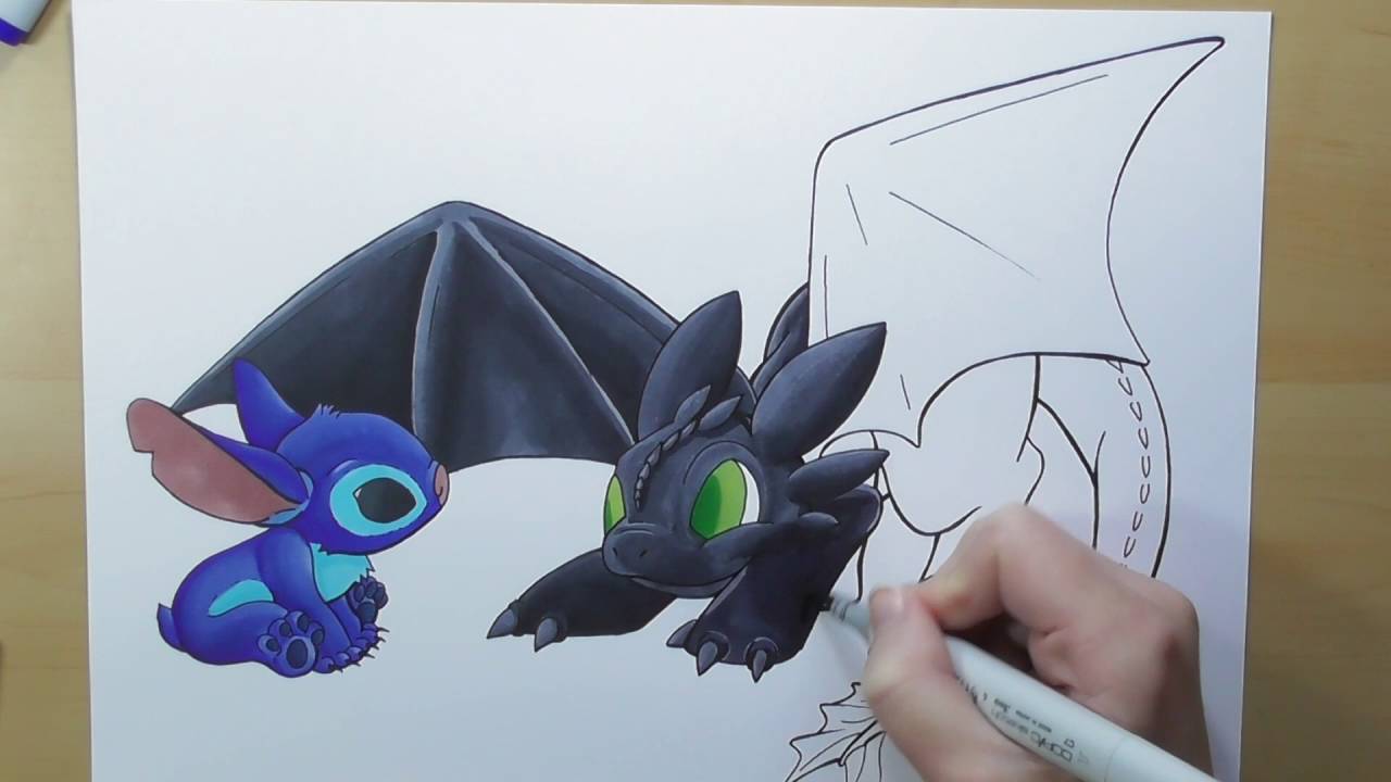 Stitch and Toothless Speed Paint - YouTube