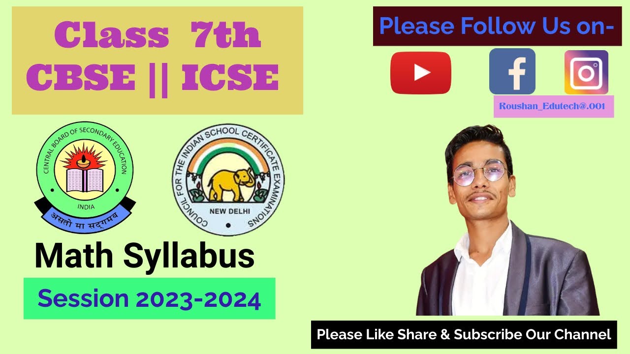 CBSE || ICSE CLASS 7TH MATH//class VIIth Ncert Syllabus//Class7th Maths ...
