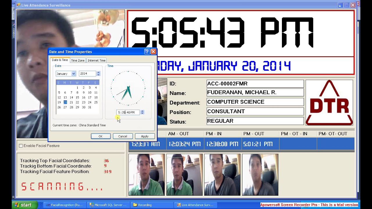 Face Recognition DTR Attendance - YouTube