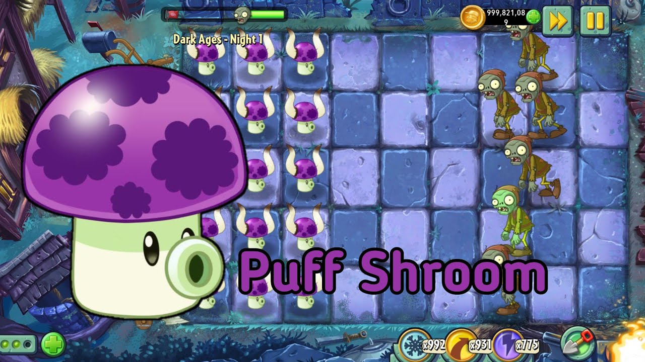 PLANT VS ZOMBIE 2 INDONESIA Mod GAMEPLAY - Max Level PUFF SHROOM ( Dark ...