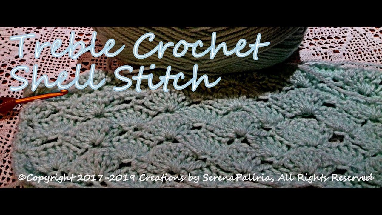 Crochet: TREBLE CROCHET SHELL stitch How to crochet the treble shell ...
