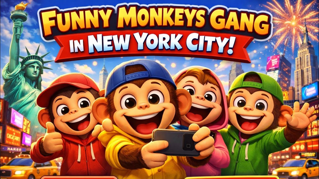Funny Monkeys Gang Fun in New York City 🐒🗽 | Cute AI Cartoon Story for ...