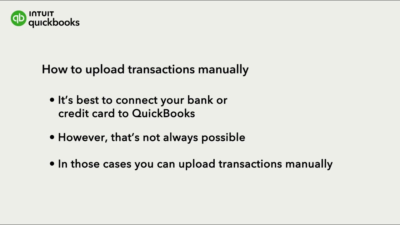 How to upload transactions manually in QuickBooks Online - YouTube