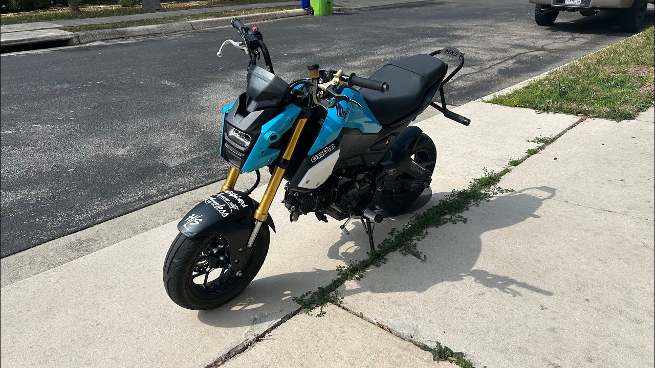 Honda grom stunt bike walk around/parts review - YouTube