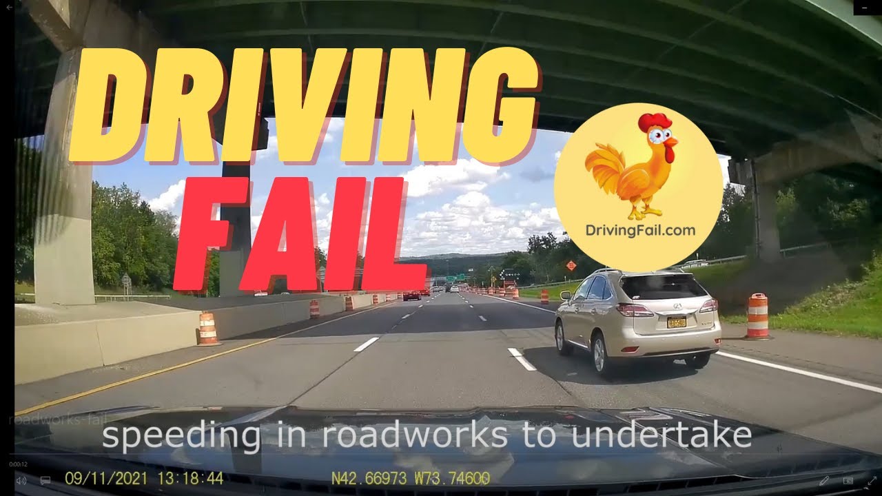 ROADWORKS DRIVING FAIL - Speeding, Undertake, Cut off & Brake - YouTube