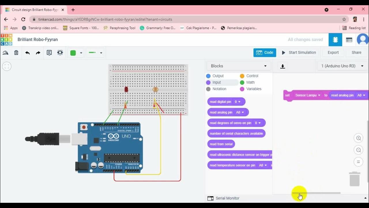Sensor Cahaya dan Sensor Suhu menggunakan Arduino di Tinkercad ...