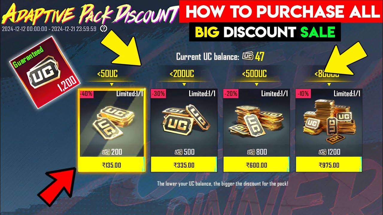 🤯 BGMI BIGGEST UC DISCOUNT SALE | HOW TO PURCHASE ALL ADAPTIVE PACK UC ...