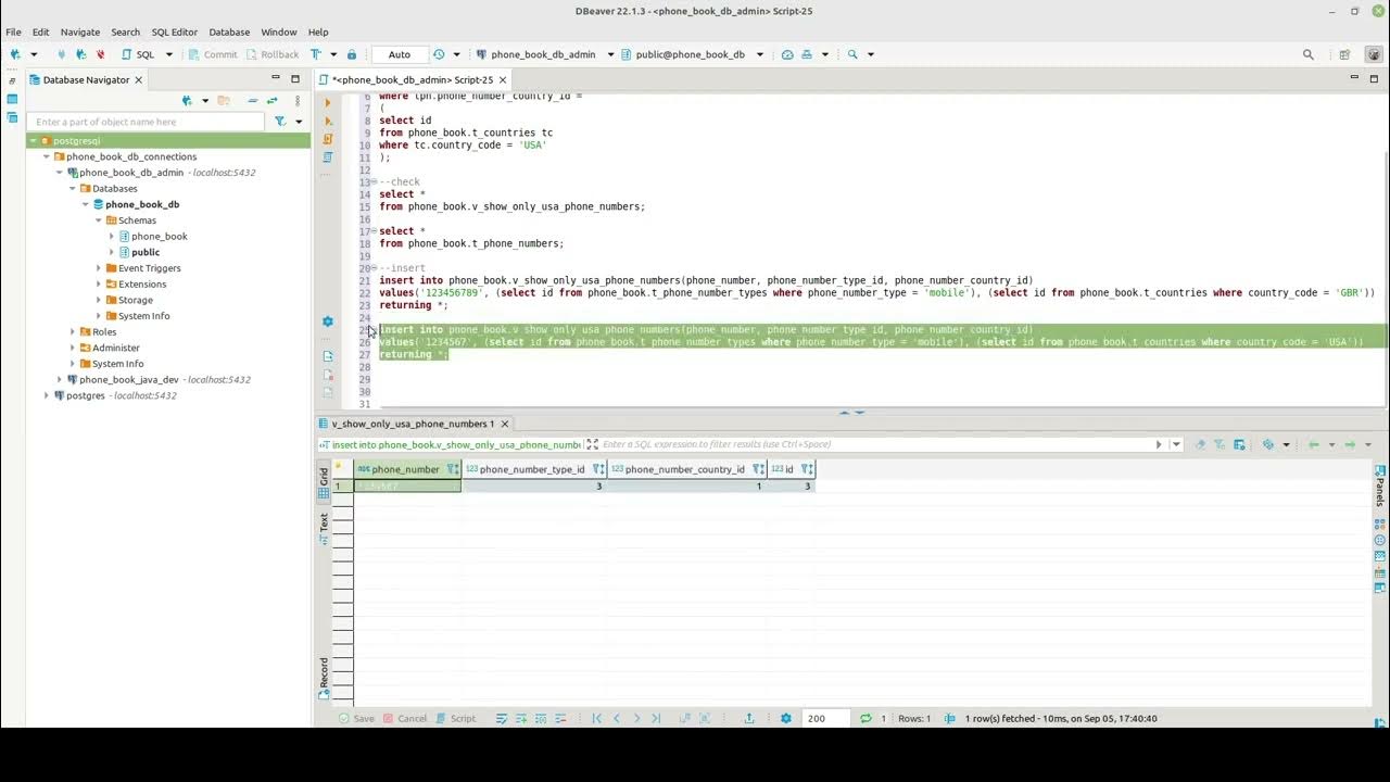 Postgresql, how to insert data via views with check option? - YouTube