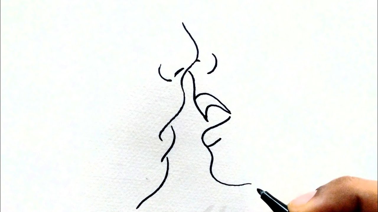 Couple Kissing Drawing | How To Draw A Kissing Girl And Boy | Love Hot ...