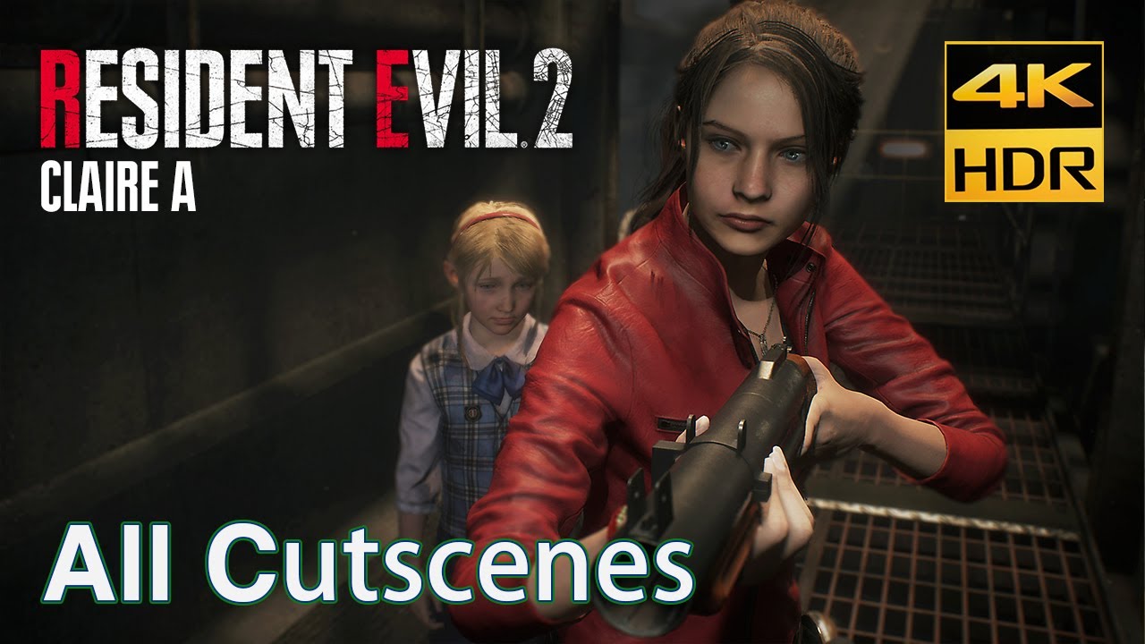 [4KHDR] RESIDENT EVIL 2 Remake CLAIRE A All Cutscenes Movie - YouTube