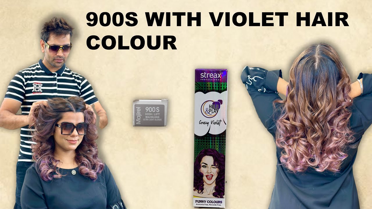 900s with violet reflection | hair colour full process - YouTube