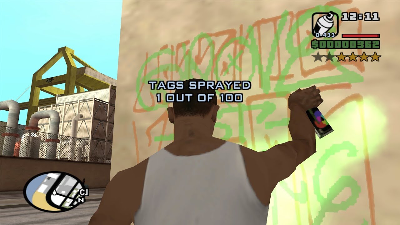How to spray Gang Tag #30 at the beginning of the game - GTA San ...
