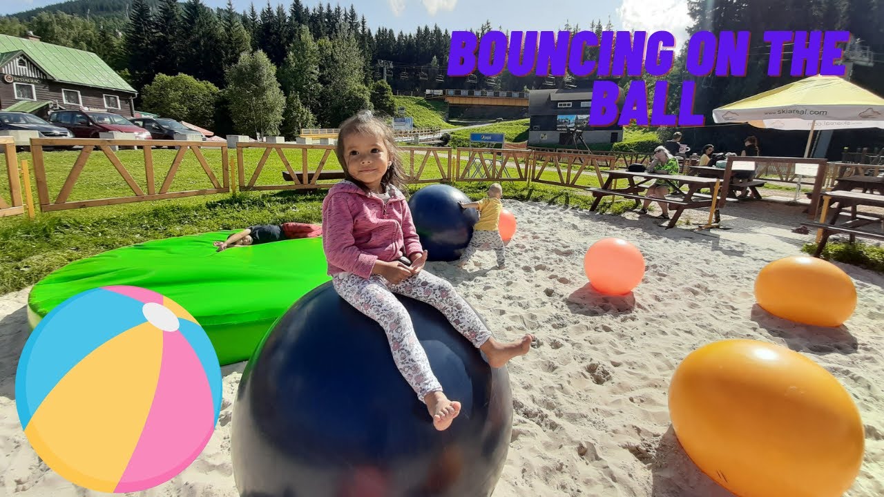 Bouncing on the balls with little Isabella/ having fun with balls - YouTube