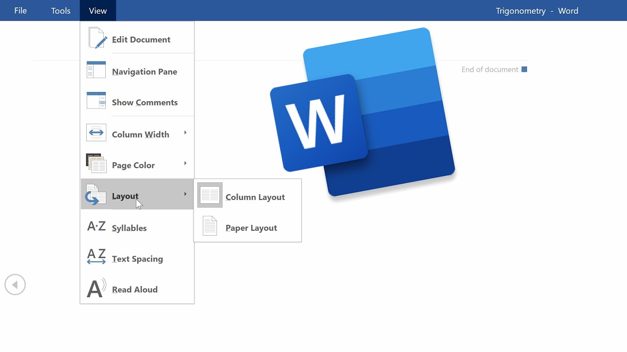 How to Change Read Mode to Paper Layout in Word 2013 or Later - YouTube