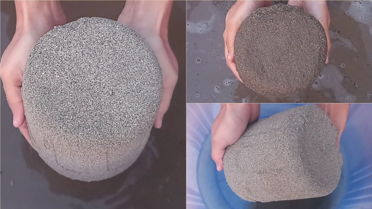 Asmr:💙Pure Sand Damp Soft Crispy Shapes Dipping and Crumbling In Water💦 ...