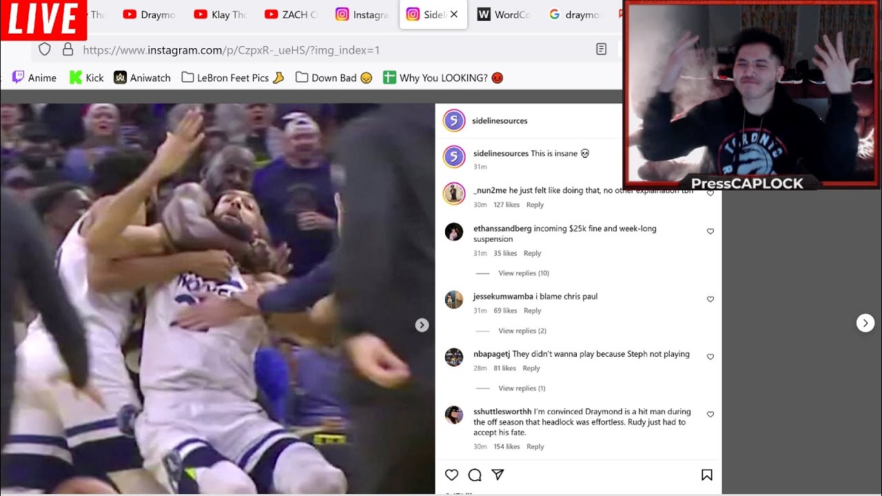 Reacting to Draymond Green HEADLOCK on Rudy Gobert after Klay Thompson ...