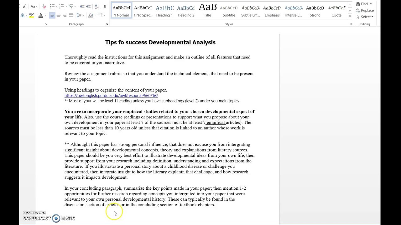 Developmental Analysis - Instructional Walk Through Part 1 - YouTube
