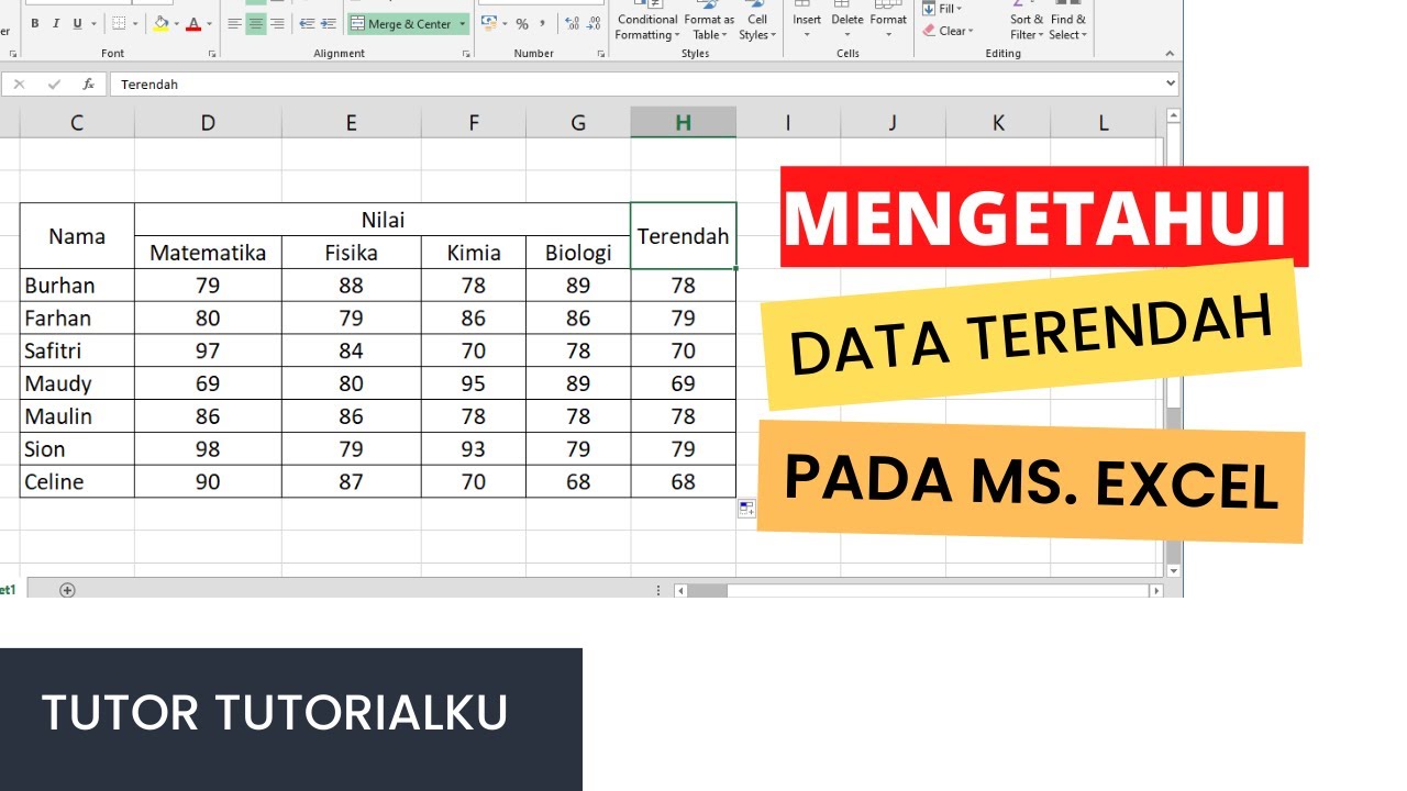 Cara Mengetahui Data Terendah di MS. Excel - YouTube