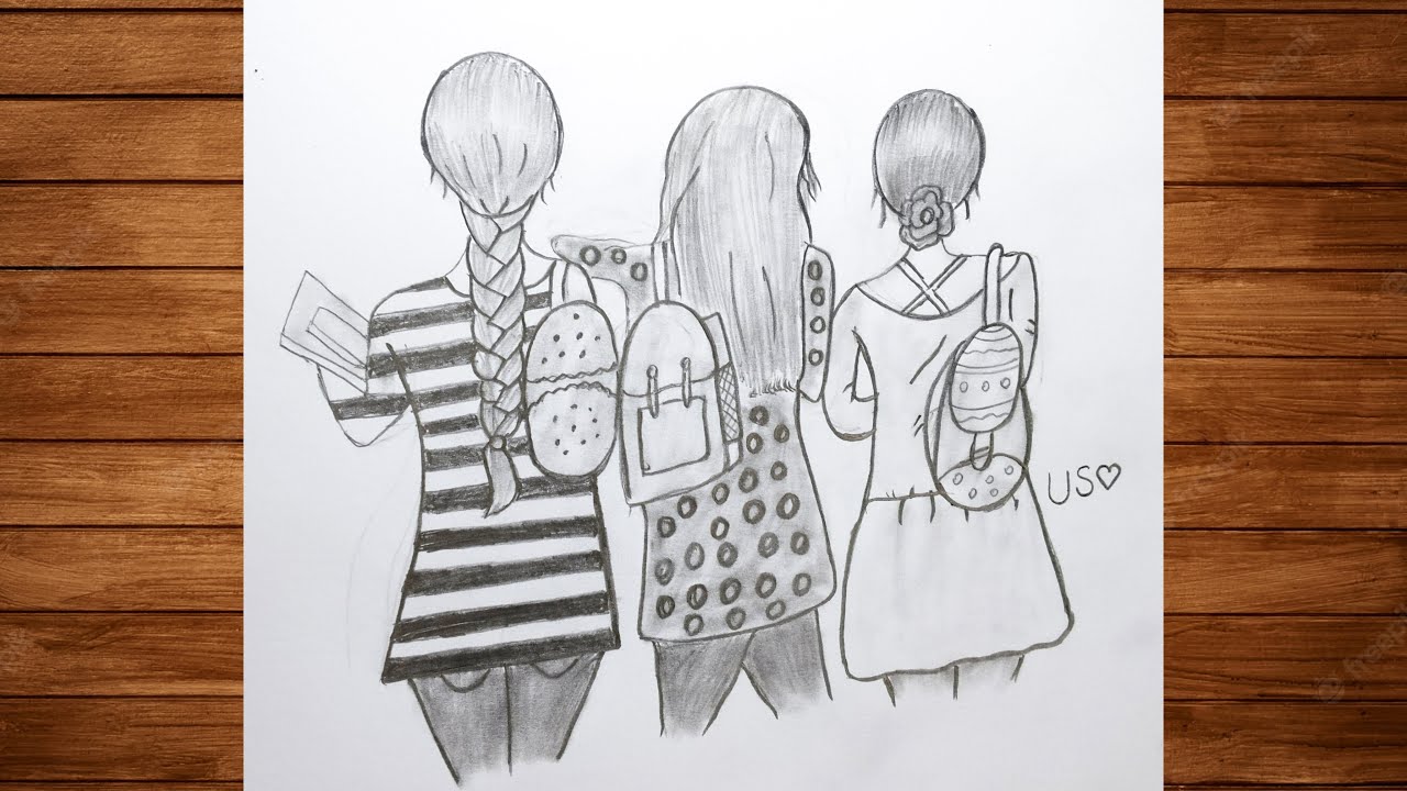 Learn to Draw perfect sketch of 3 Best Friends - A Step by Step Guide ...