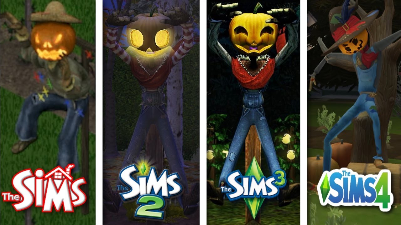 Sims 1 vs Sims 2 vs Sims 3 vs Sims 4 - Scarecrow - YouTube