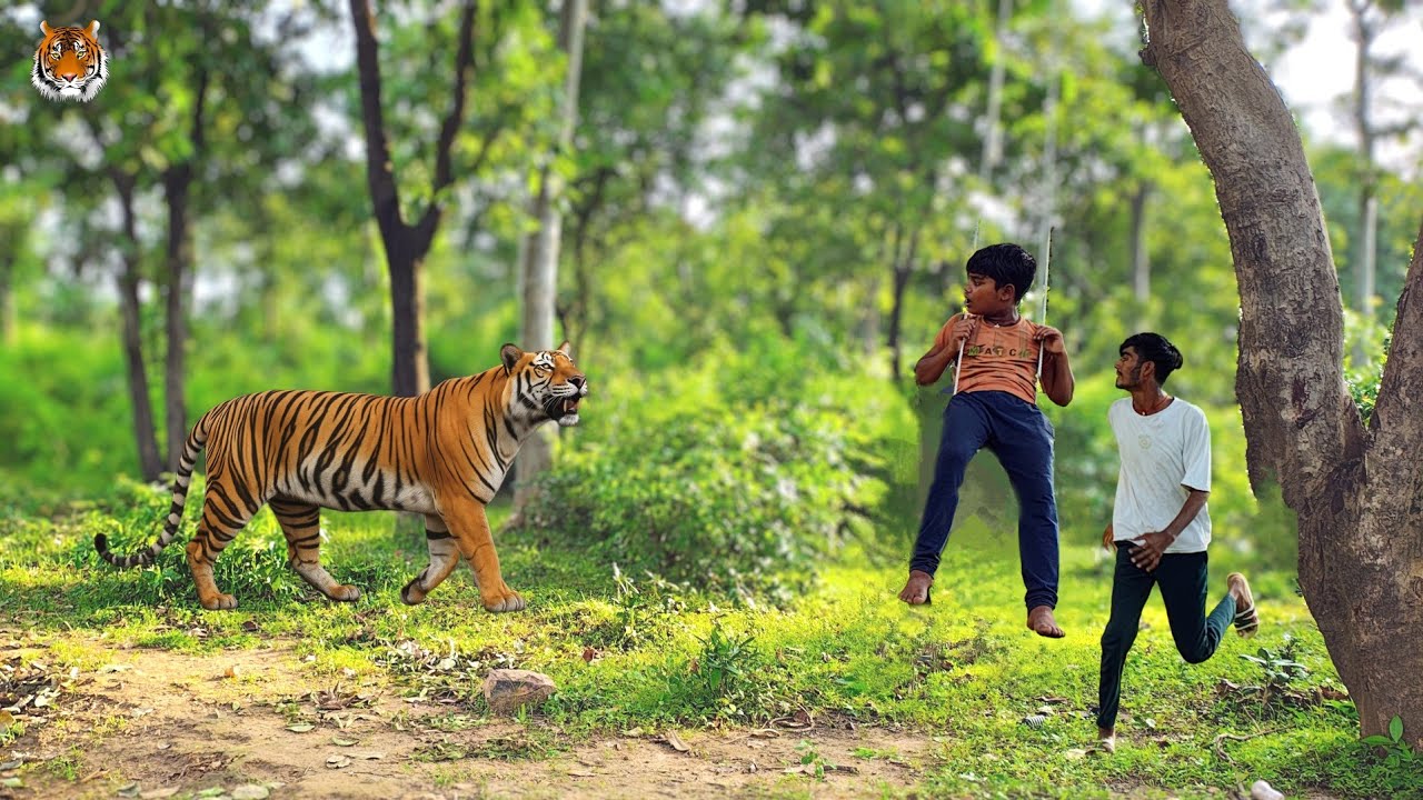 Tiger attack on the village boy in forest 🌲 ROYAL BENGAL TIGER STORIES ...