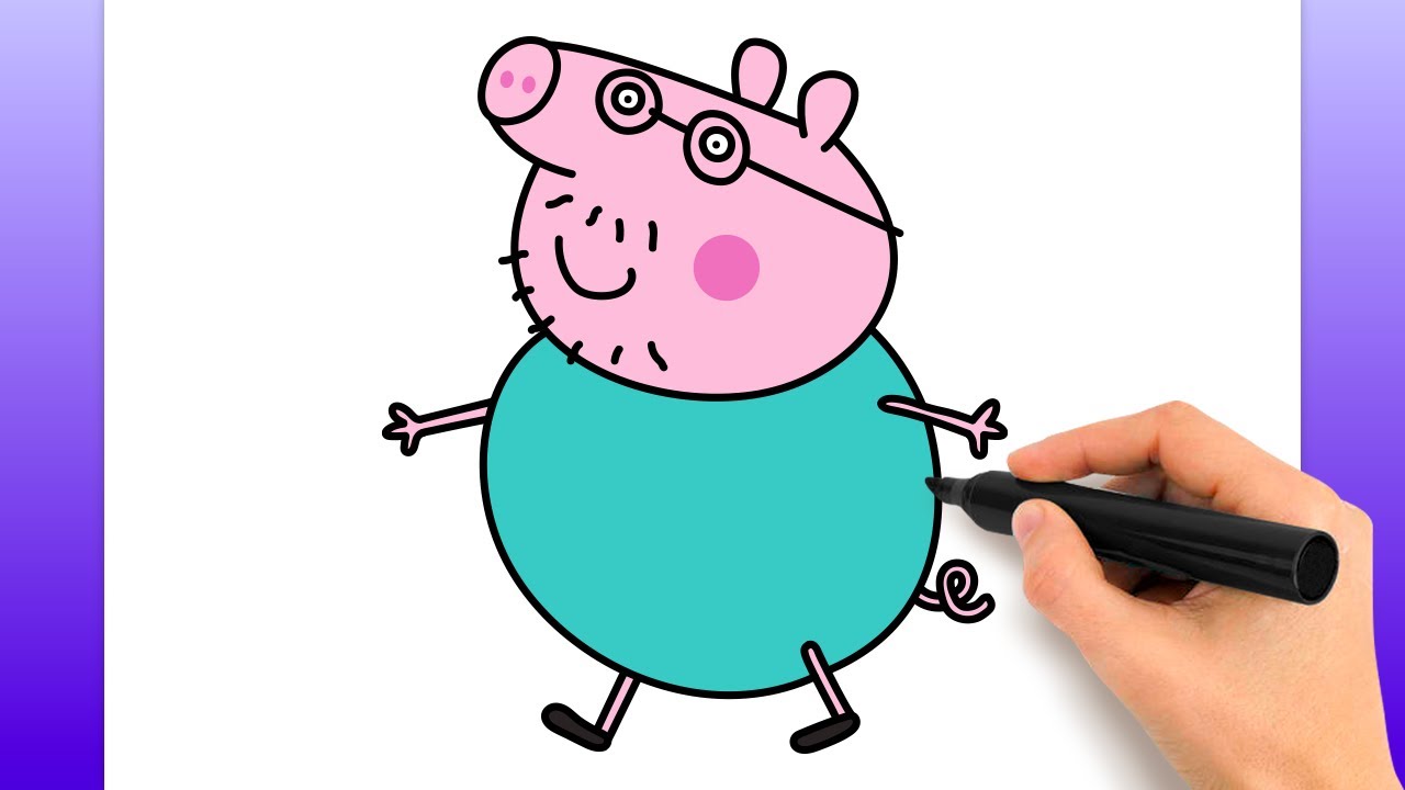 Como Desenhar O Papai Porco Da Peppa Pig (Tutorial De Desenho Fácil ...