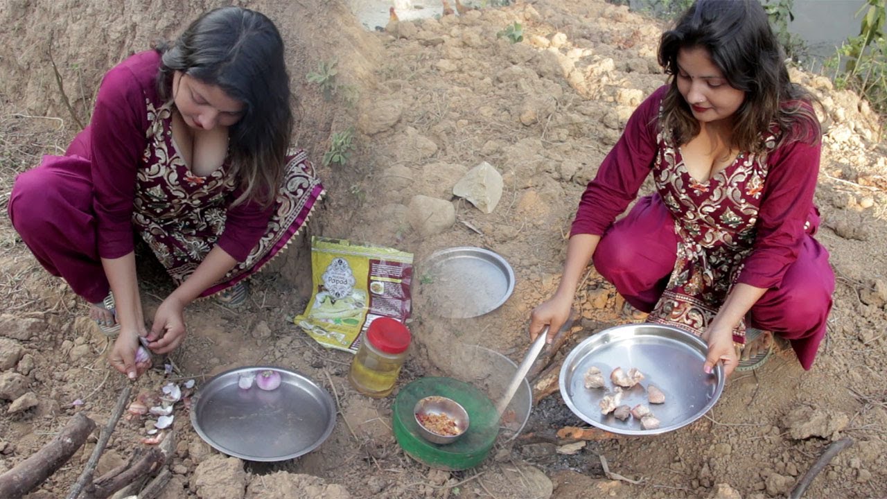 beautiful village girl cooking pork curry with pulau eating vlog - YouTube