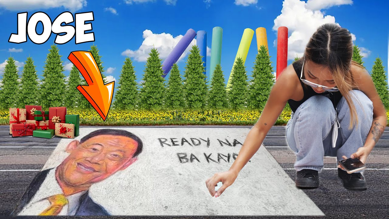 JOSE MARI CHAN CHALK ART IN LA UNION - YouTube