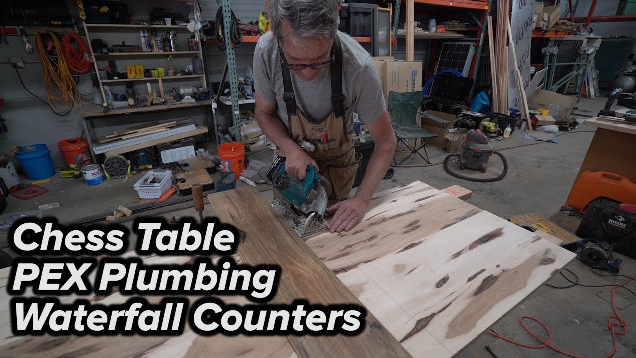 PEX Plumbing + Chess Table + Waterfall Countertop - YouTube
