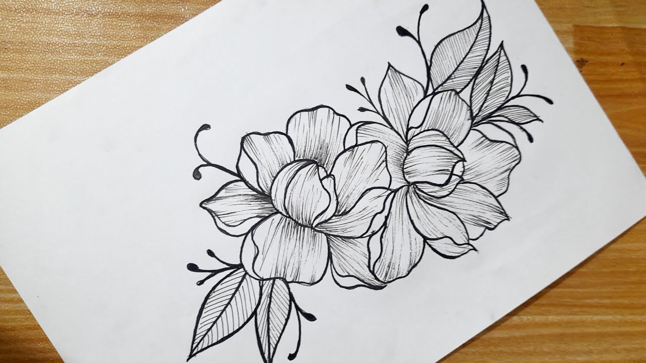How to draw flowers easy step by step tutorial for beginners - YouTube