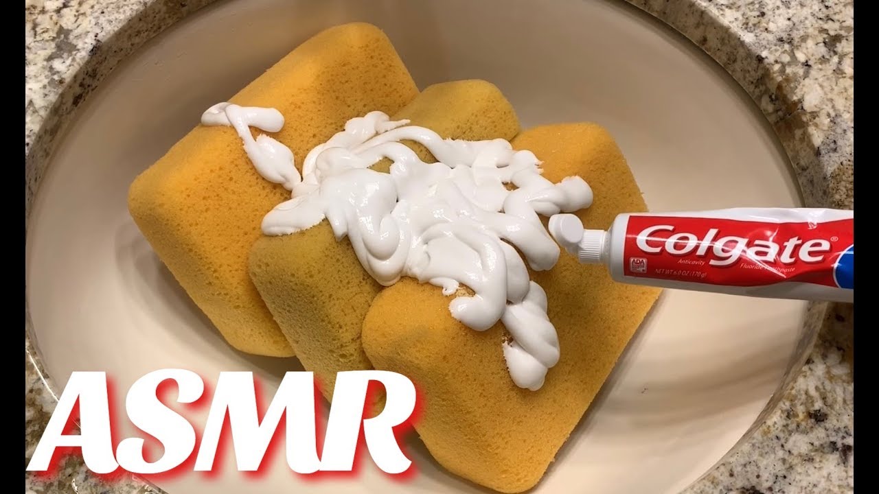 🧼 ASMR Toothpaste + Sponges?? 🧼 Satisfying Sponge Squeezing - YouTube