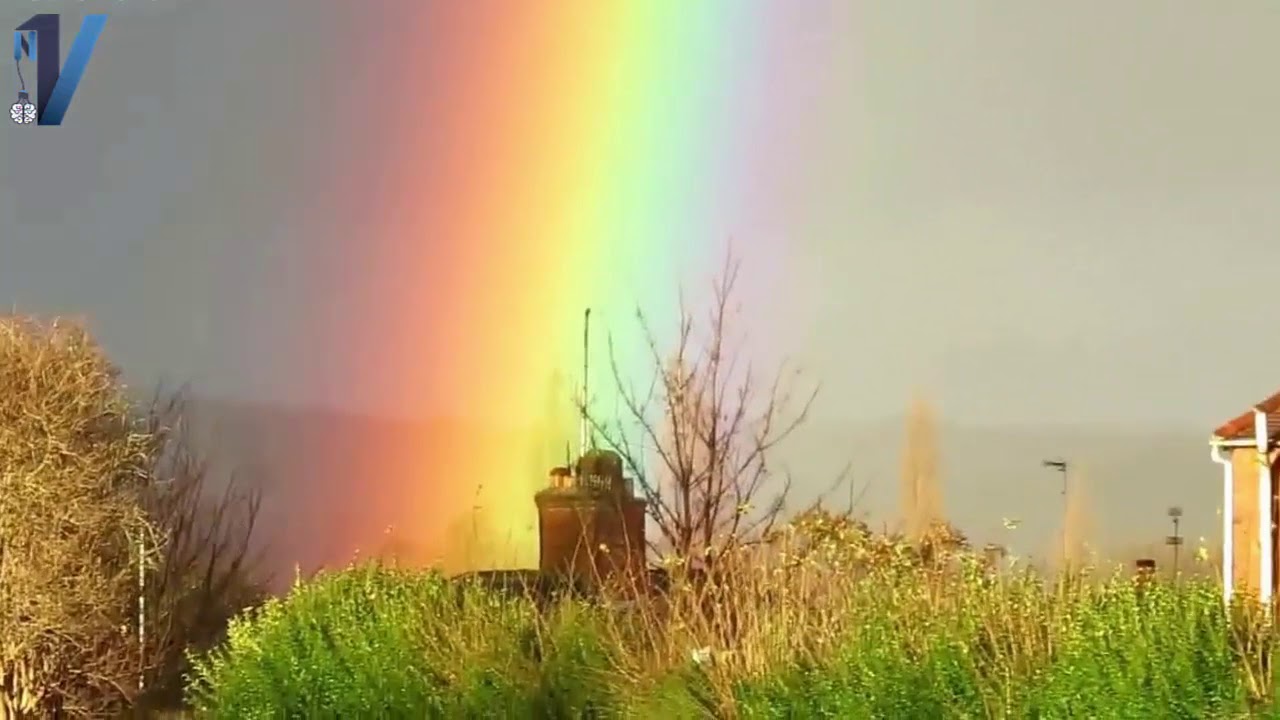 Incredibly bright rainbow spotted in Armley, UK - YouTube