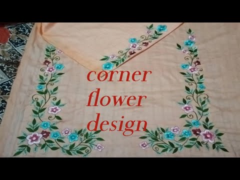 Ladies suit corner flower design machine embroidery for beginners - YouTube