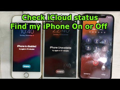 Check iCloud status/Find my iPhone On or Off iPhone is disabled, iPhone is unavailable, or passcode