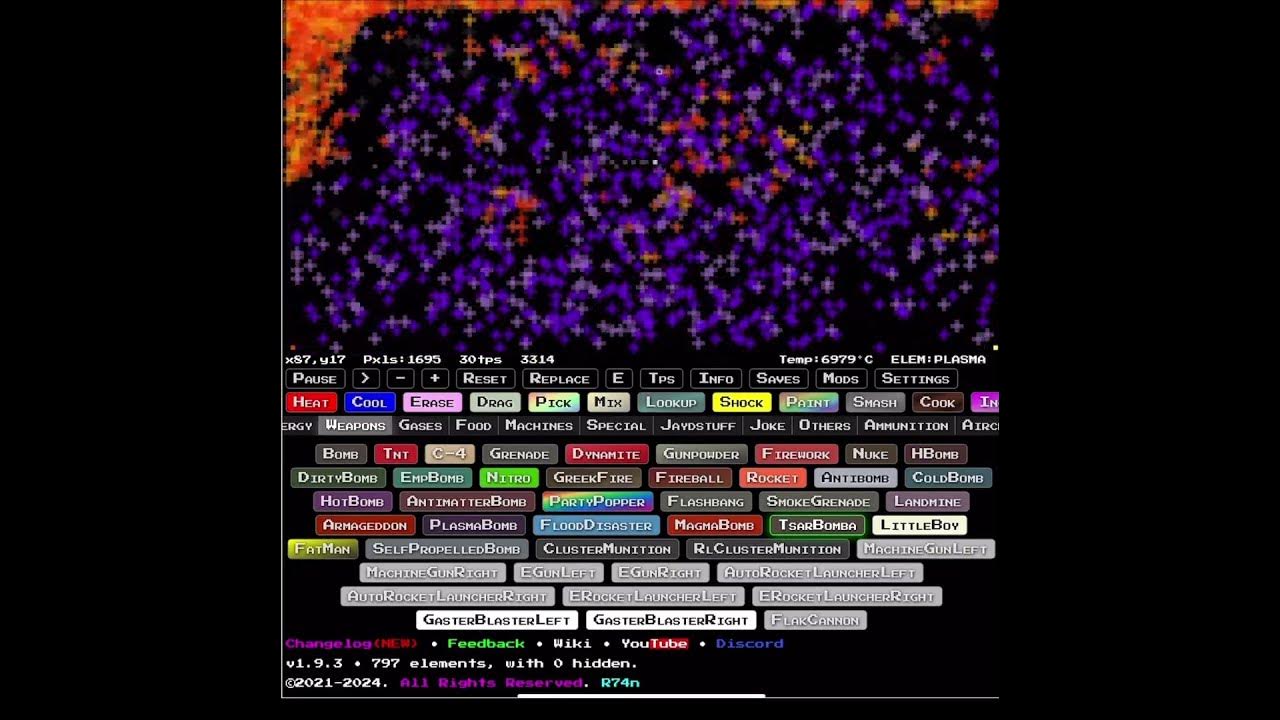 Sandboxels weapons.js mod showcase (1/2) - YouTube