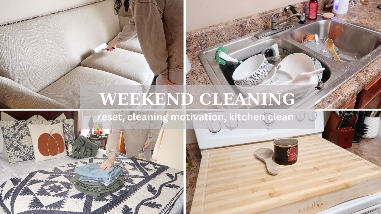 WEEKEND CLEANING MOTIVATION | kitchen clean, living room clean and ...