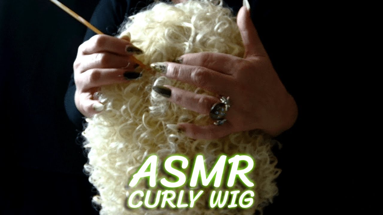 ASMR on a SUPER-CURLY Wig | Scratching, Bug Searching, Parting ...