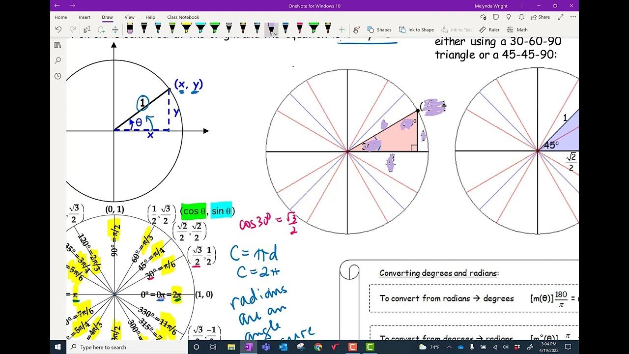Alg 2 H 9-1 Unit Circle - YouTube