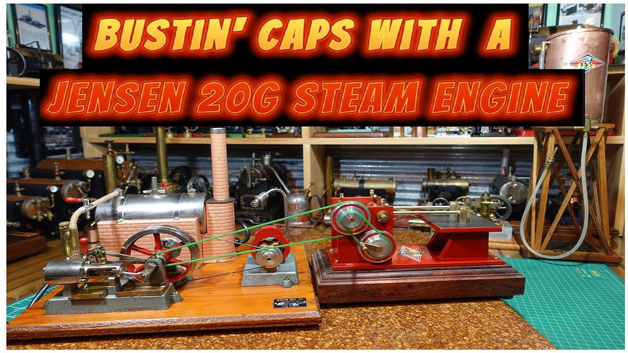 Jensen 20G Model Toy Steam Engine + Steam Hammer + Toy Caps = FUN - YouTube