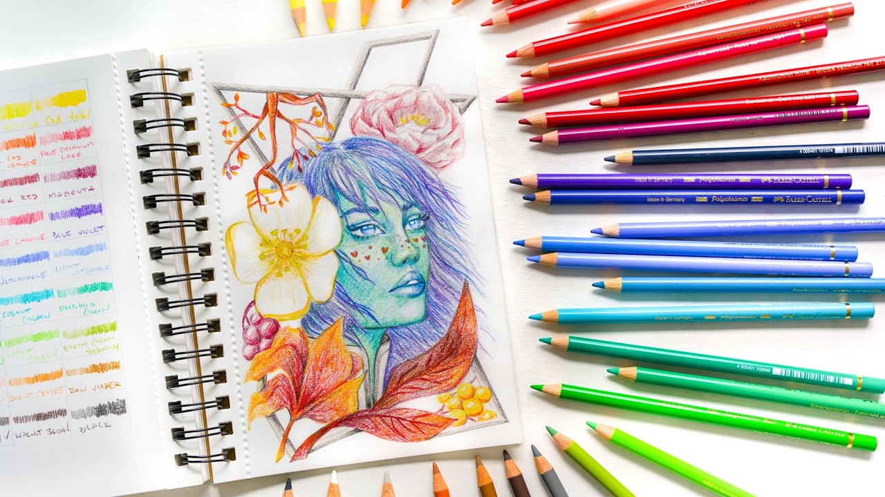 Using EVERY Colored Pencil 🌈 Satisfying Polychromos Portrait Drawing ...