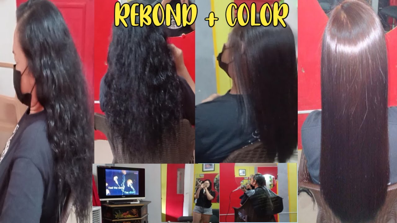 HAIR REBONDING WITH COLOR - YouTube