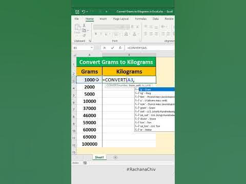 How to Convert Grams to Kilograms in Excel #excel #shortvideo - YouTube