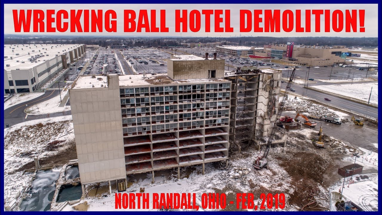 WRECKING BALL HOTEL DEMOLITION - NORTH RANDALL, OHIO - YouTube