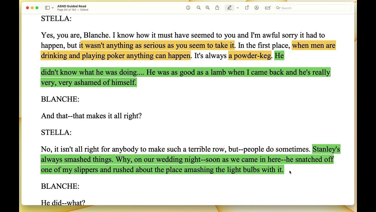 A Streetcar Named Desire Analysis: Scene 4 [Guided Read] - YouTube