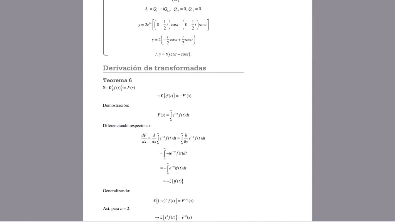 065 ECUACIONES DIFERENCIALES. TRANSFORMADAS DE LAPLACE. DERIVADA DE LA ...