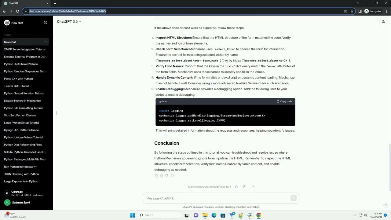 Python mechanize ignores form input in the HTML - YouTube