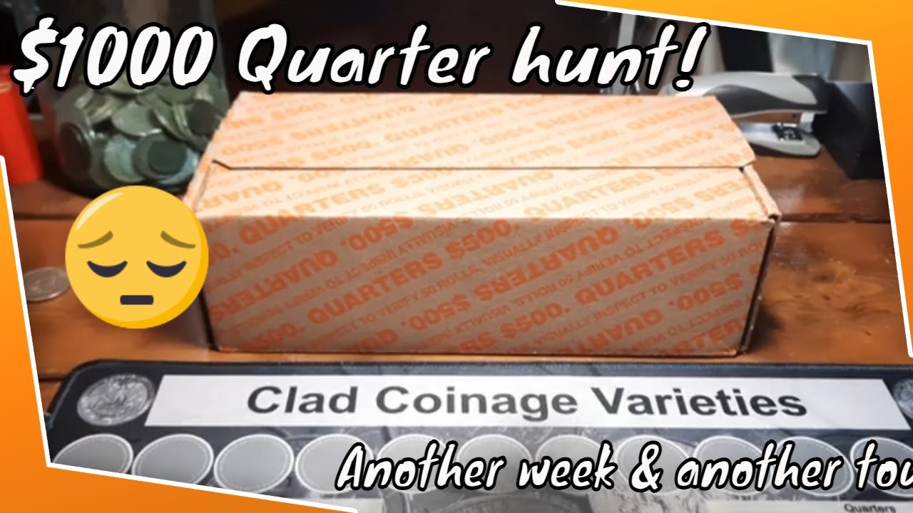 $1000 Quarter hunt! Coin roll hunting Quarters - YouTube